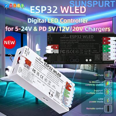 PD供电ESP32WLED幻彩七彩控制器支持WS2811/12B SK6812RGBCCT灯带