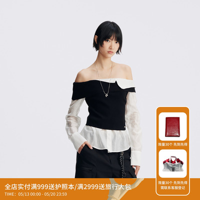 REVAN芮范设计师款温柔俏皮一字肩单衣RL70801098