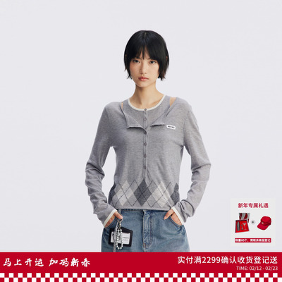 REVAN芮范设计师款菱格绣花假两件毛衫RL70601101