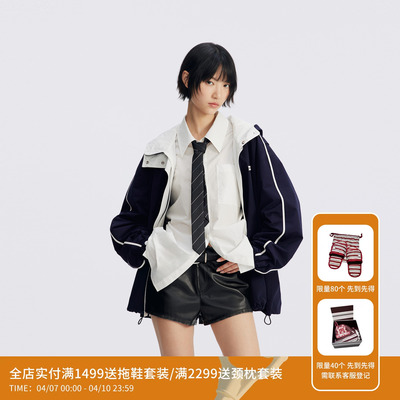 REVAN芮范设计师款运动风藏青夹克外套RL70110183