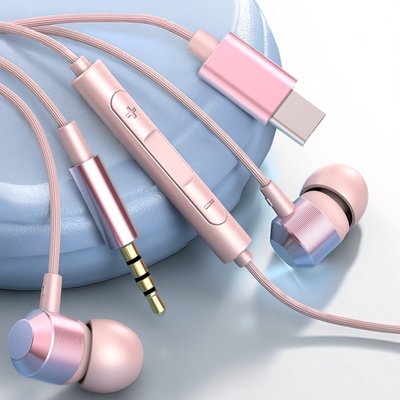 有线耳机typec接口通用华为vivo小米oppo高音质圆孔3.5mm游戏入式