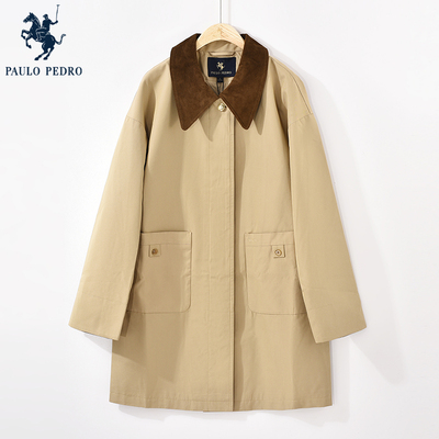 保罗彼得秋季新款韩版休闲中长款风衣宽松显瘦遮肉外套YHDC31360