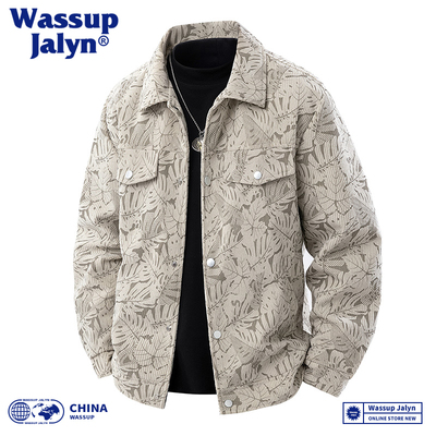 WASSUP JALYN男士休闲外套2025春秋款高级感印花翻领夹克宽松上衣