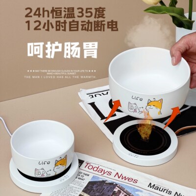 恒温猫咪饮水静音加热机酸奶机陶瓷饮水喂食保温碗宠物高颜值猫碗