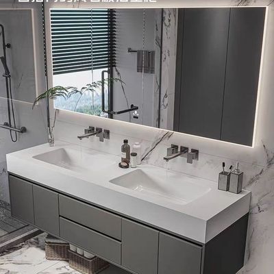 轻奢岩板无缝陶瓷一浴室柜组合