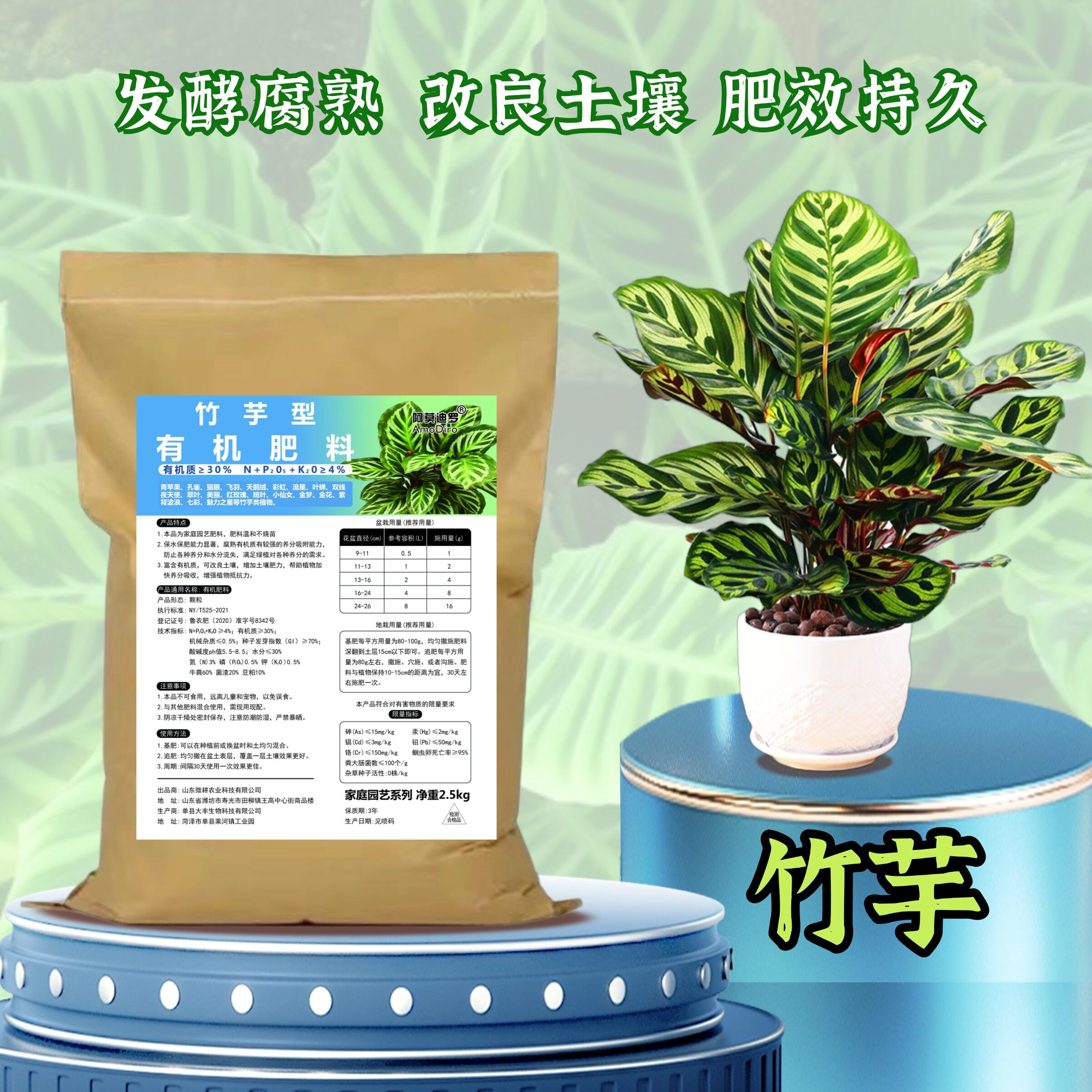 竹芋有机肥青苹果彩虹白脉叶蝉飞羽猫眼油画七彩盆栽绿植专用肥料