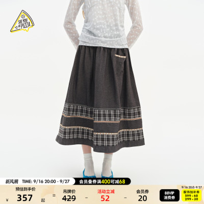 SEE YOU at PIZZA半身裙女2026秋季新款格纹碎花拼接裙子1070144