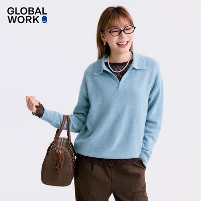 GLOBAL WORK 羊绒衫女2025冬季新款康赛妮山羊绒海鸥领毛衣633016