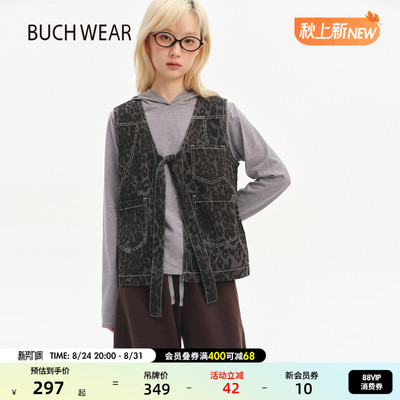 BUCH WEAR马甲女2026秋季新款含棉工装风豹纹无袖外套1074028
