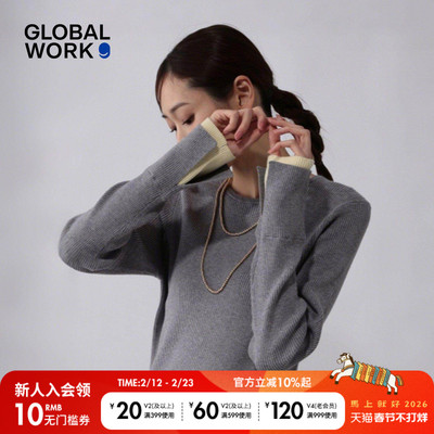 GLOBAL WORK 针织衫女2026春季新款假两件修身打底衫638311