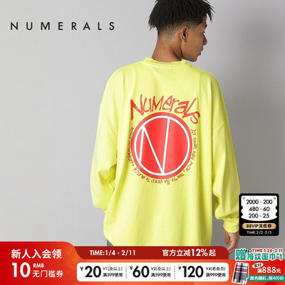 NUMERALS T恤男春季新款运动宽松流行气质个性印花长袖上衣140355