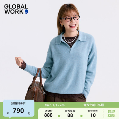 GLOBAL WORK 羊绒衫女2025冬季新款康赛妮山羊绒海鸥领毛衣633016