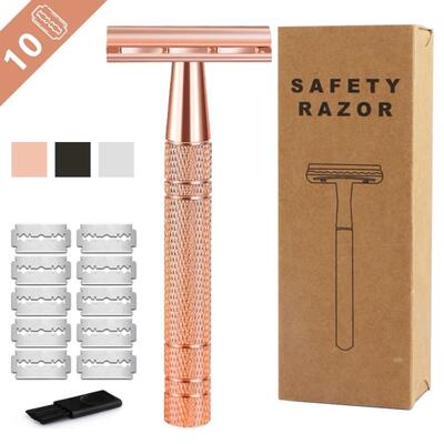 Rose Gold Razor,Classic Double Edge Safety Razor for Mens
