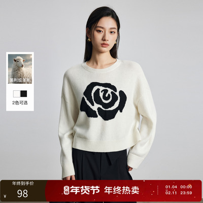 【199元任选2件】【绵羊毛】三彩丽雪leisure25秋新款简约圆领针