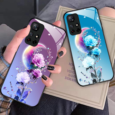 适用于红米note11pro 5G手机壳21091116AC时尚镜面玻璃壳hongmin0te11全包硅胶防摔红米note11 5g新款潮防摔