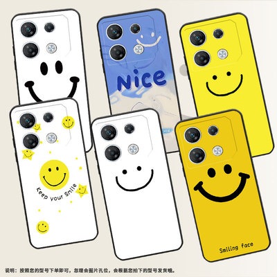 适用传音InfinixGT10Pro手机壳X6739保护壳2023黄底笑脸商务英文笑脸磨砂国潮ins风外壳软壳文字个性情侣卡通