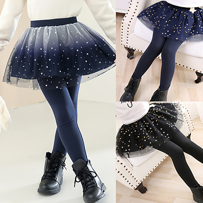 女童秋装假两件裙裤洋气假两件裙