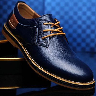 男士头层牛皮牛筋底英伦休闲鞋