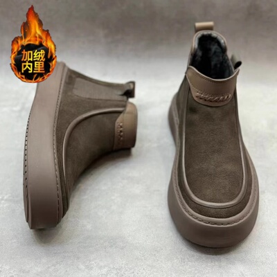 切尔西短靴子男士高帮一脚蹬板鞋