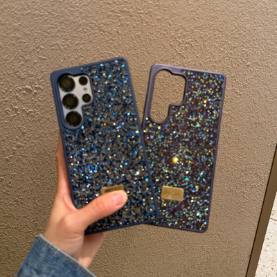 适用三星Galaxy手机壳S25防摔s24新款ultra保护套5G外壳U镶钻+时尚ins女款高级感十可爱闪亮轻奢蓝色紫色