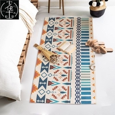 Cotton linen sofa cushion floor mat bedside carpet table rug
