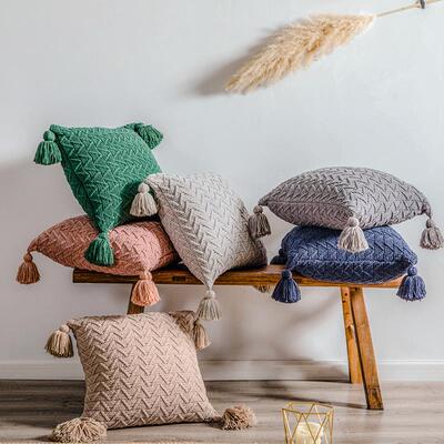 Soft Knit Cuhion Cover 45x45cm Solid Pillow Cove Pink cover