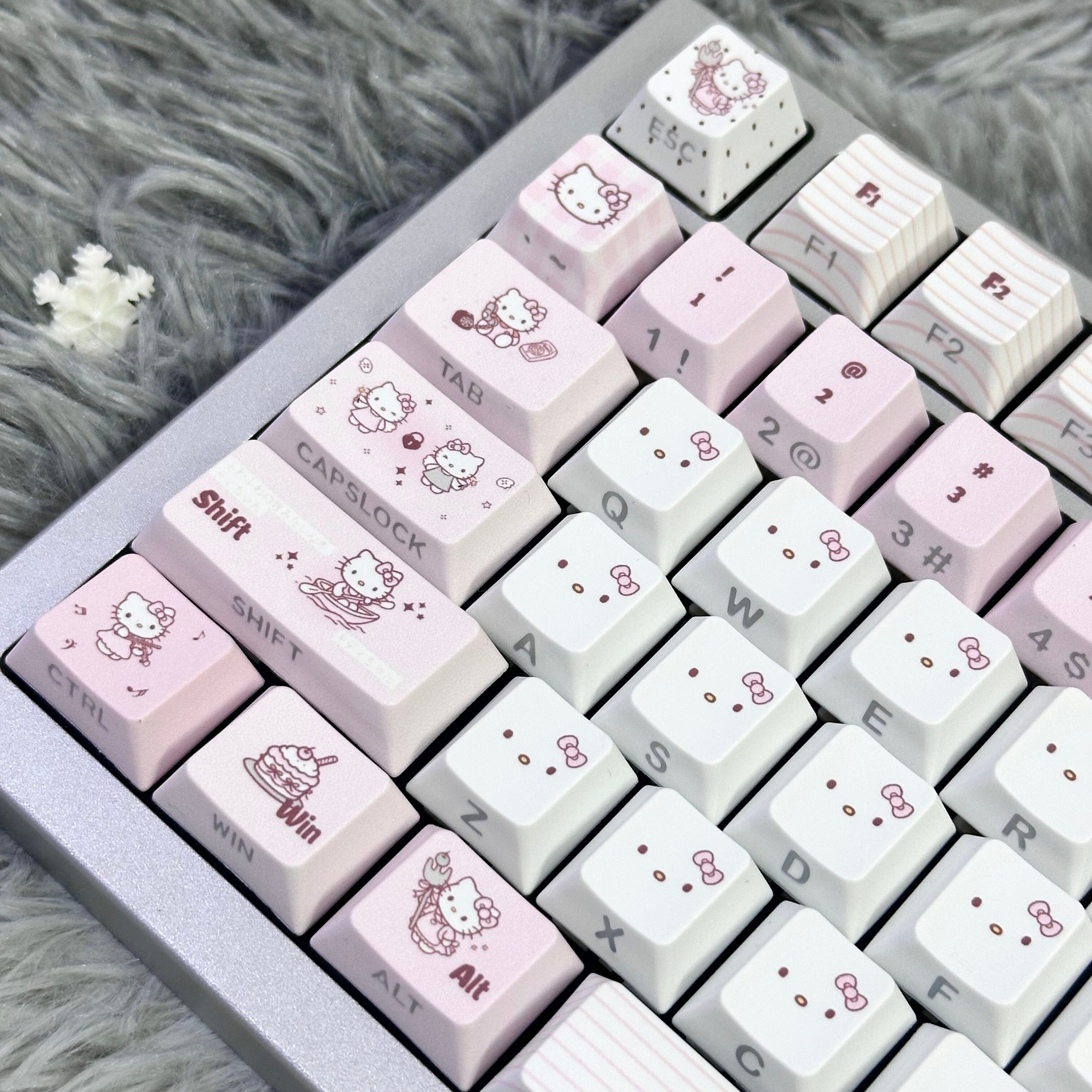 FKKeysKitty的幸福日键帽可爱粉嫩萌系少女心卡通PBT机械键盘帽