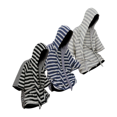 羊毛莱赛尔可拆卸兜帽条纹短袖