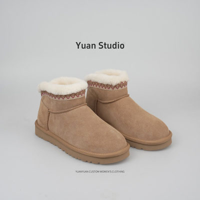 【大壮•西红氏】26年新款简约百搭雪地靴纯羊毛保暖短筒跟高3cm