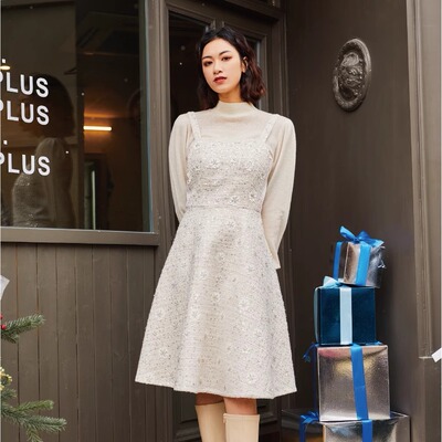 2024新款小香风减龄吊带连衣裙女