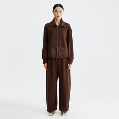 DYBULAFUN/戴布拉芬新款冬季休闲风长袖翻领宽百搭松卫衣外套女