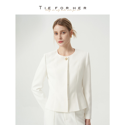 TieForHer Rossi小香风外套女 圆领短款千金风优雅通勤高智感单西