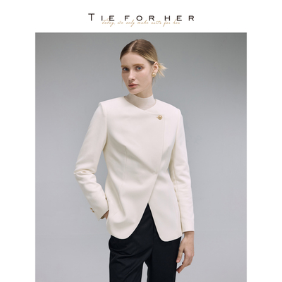 TieForHer Parma圆领西装外塔女 设计感通勤 春夏显瘦职场上衣