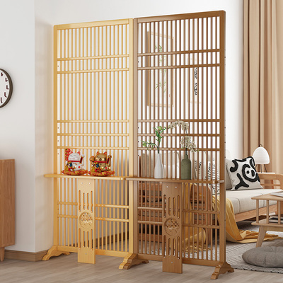 新中式入户屏风隔断大门玄关隔栅竹屏风移动卧室坐屏简约现代座屏