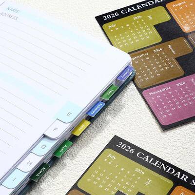2026 Month Calendar Self-Stick Index Stickers Planner Colorf