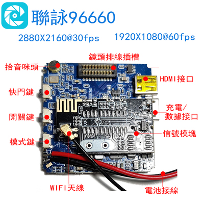 联咏96660高清摄像IMX206模组遥控低照度航拍卡录