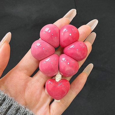 随身把玩减压养生天然象牙果胭脂粉色蒜瓣手捻手把件指尖文玩山竹