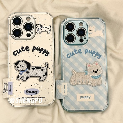 皮纹斑点小狗oppoReno15手机壳FindX9/X8S+新款Reno14/13皮质Reno11pro小众可爱女款7/6硅胶全包防摔10保护套