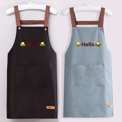 速发防水防油围裙防OGO印字餐房家用男时尚L污围腰厨饮工作服