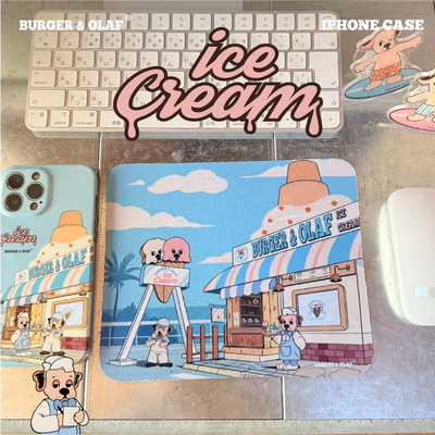 BOMP-006 BURGER&OLAF 原创插画 小狗冰淇淋店 拉布拉多 鼠标垫