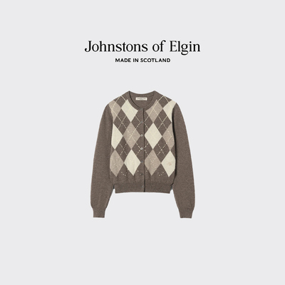 【3期免息】Johnstons of Elgin双股纤巧菱格纹提花羊绒开衫女装