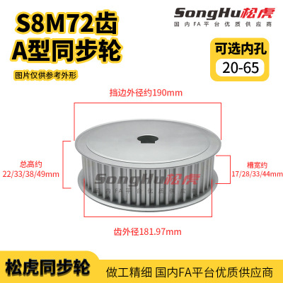 EBL61-S8M400-72-A-P-d20至65孔S8M72齿同步轮槽宽44 S8M同步带轮