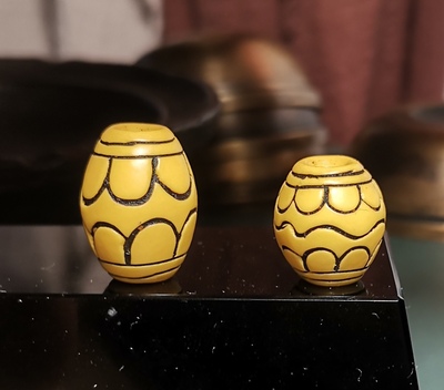 老黄料器树脂13.2—13.8mm一物一图大压痕满工莲花坐图腾达洛佩珠