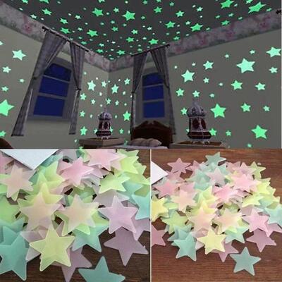 100pcs Fluorescent Glow in the Dark Stars Wall Stickers for