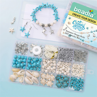 Summer ocean 15 grid boxed turquoise handmade diy bracelet