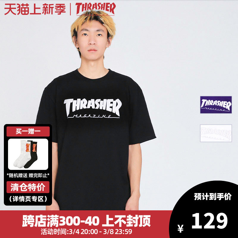 【THRASHER官方】JLP日版 HOMETOWN RIBBON S/S T-SHIRT印花T恤_虎窝淘