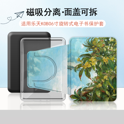 适用乐天Kobo油画桂花6寸电子书阅览器Clara大理石纹BW电子书阅读器墨水屏电纸书清水壳旋转可拆分保护壳套潮