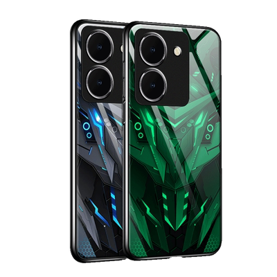 黑色战士适用于vivoy78+手机壳y77e男y76s新款y72t炫酷y52s夜光玻璃y53s全包y73s高级感y70s防摔y71t潮硅胶套