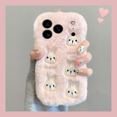 毛绒刺绣兔子适用vivox300pro手机壳x20promini手环X100S可爱x90pro女x80/x70pro+秋冬x60/x50新款x30卡通x27
