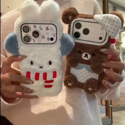 毛绒可爱睡帽小熊适用OPPOA5Pro手机壳A3x新款a98/A97冬季a93s/a92s女a96/a95情侣a58/a575G防摔a56/a55套A11